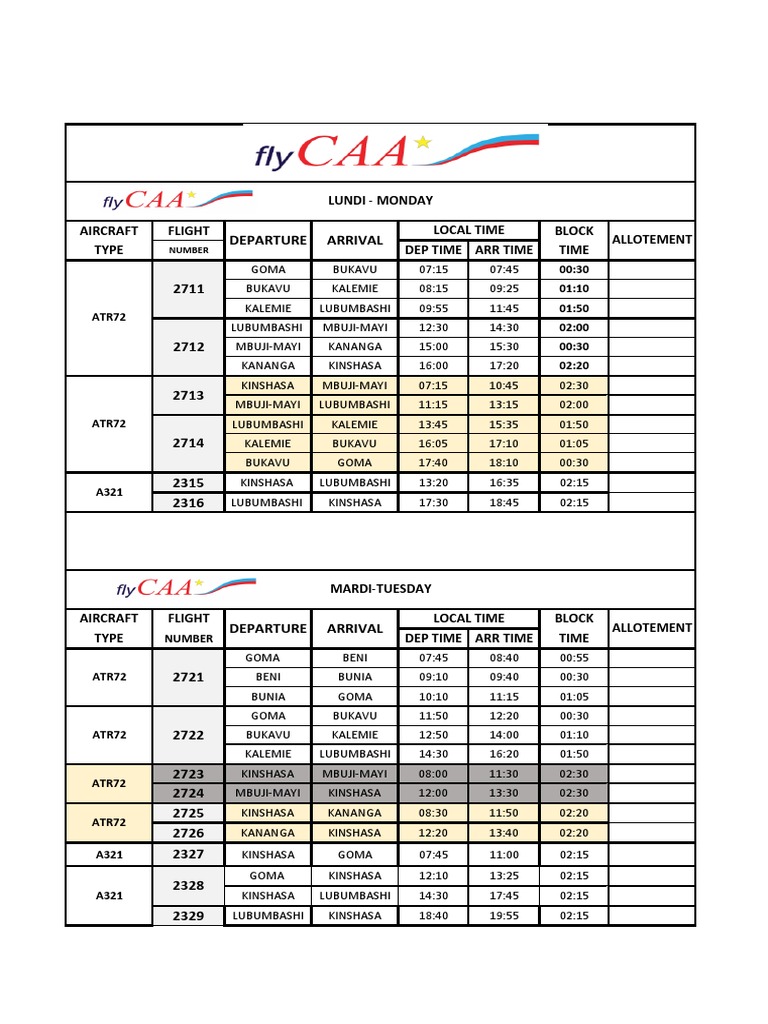 Caa Horaires | PDF | Transport | Aerospace Engineering