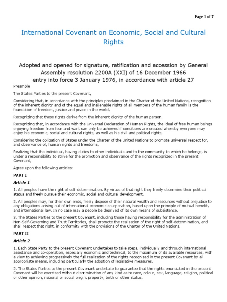 International Covenant On Economic, Social and Cultural Rights 09878 | PDF | Constitutional ...