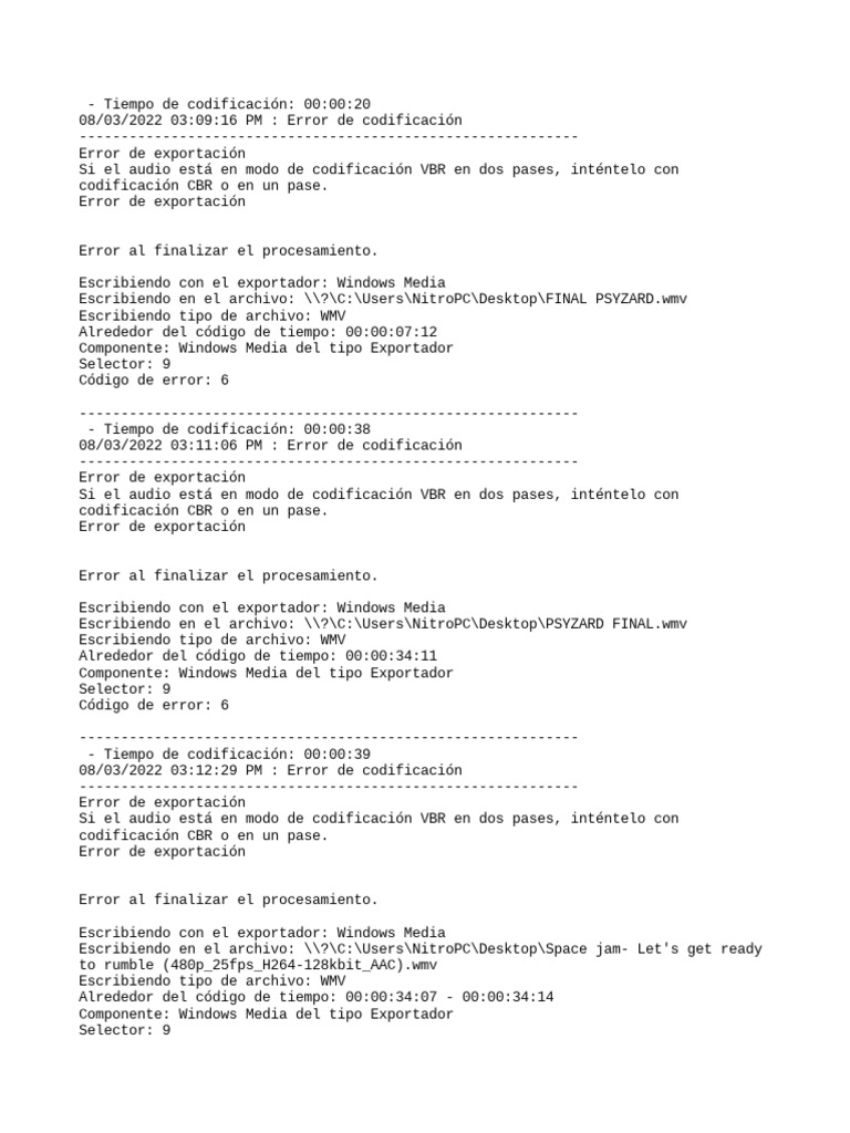 AMEEncoding Error Log | PDF | Software | Plataformas de computación