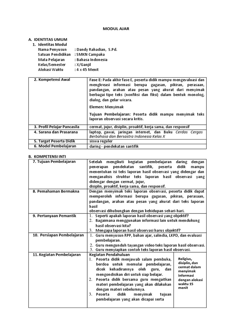 Modul Ajar Menyimak Teks Lho | PDF