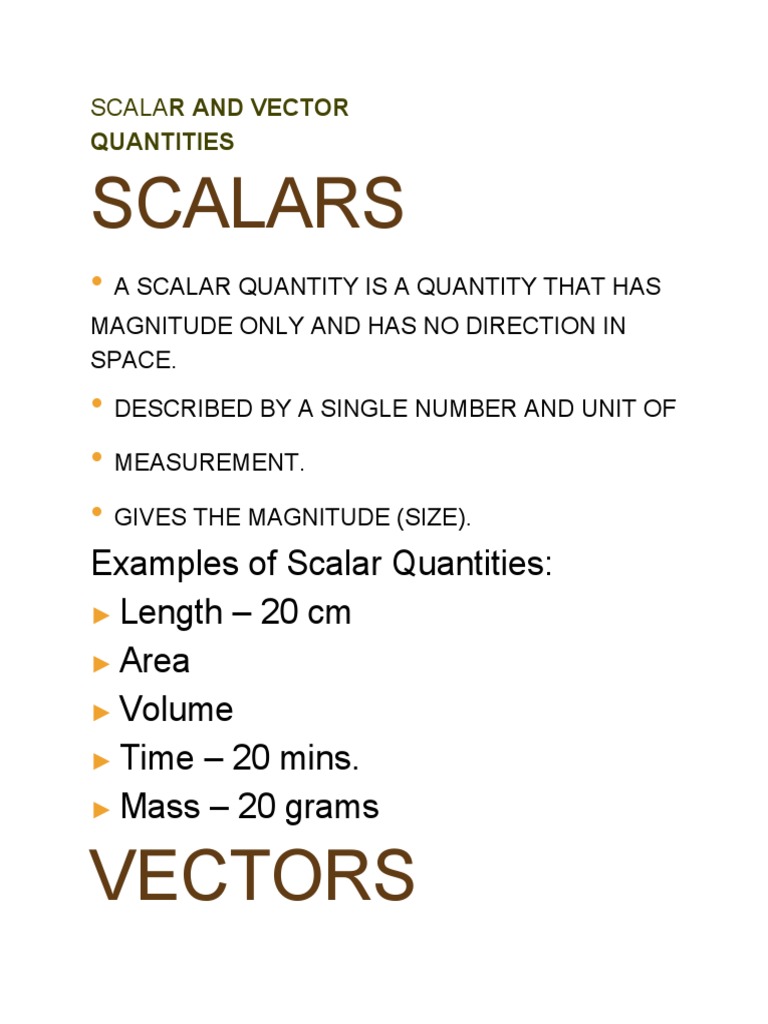 Scalar and Vector Quantities | PDF | Euclidean Vector | Mathematics Scalar and Vector Quantities | PDF | Euclidean Vector | Mathematics