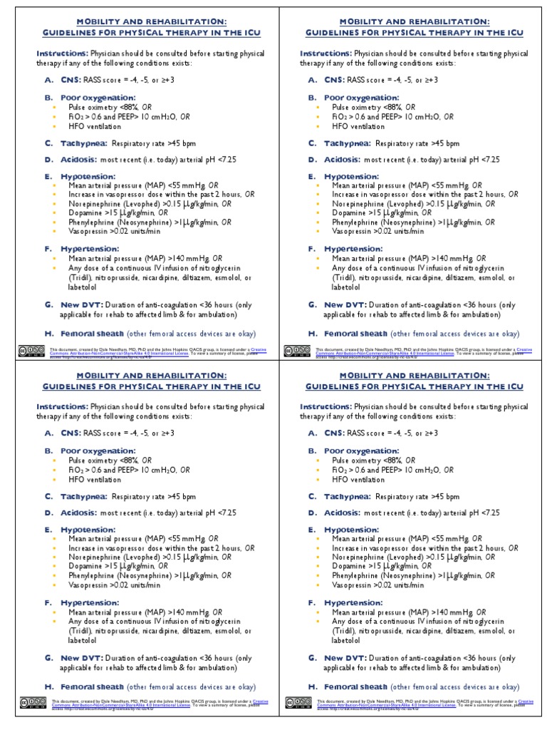 Guidelines For PT in The ICU | PDF | Blood Pressure | Medicine