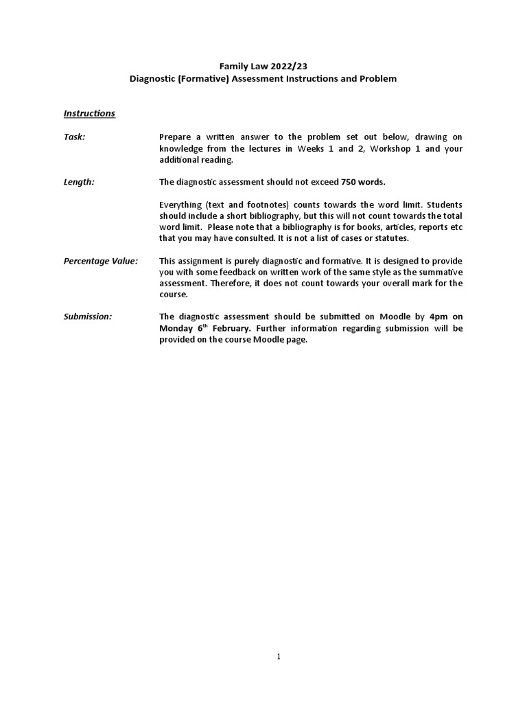 Family Law 2022-23 - Diagnostic Assessment Problem | PDF | Marriage