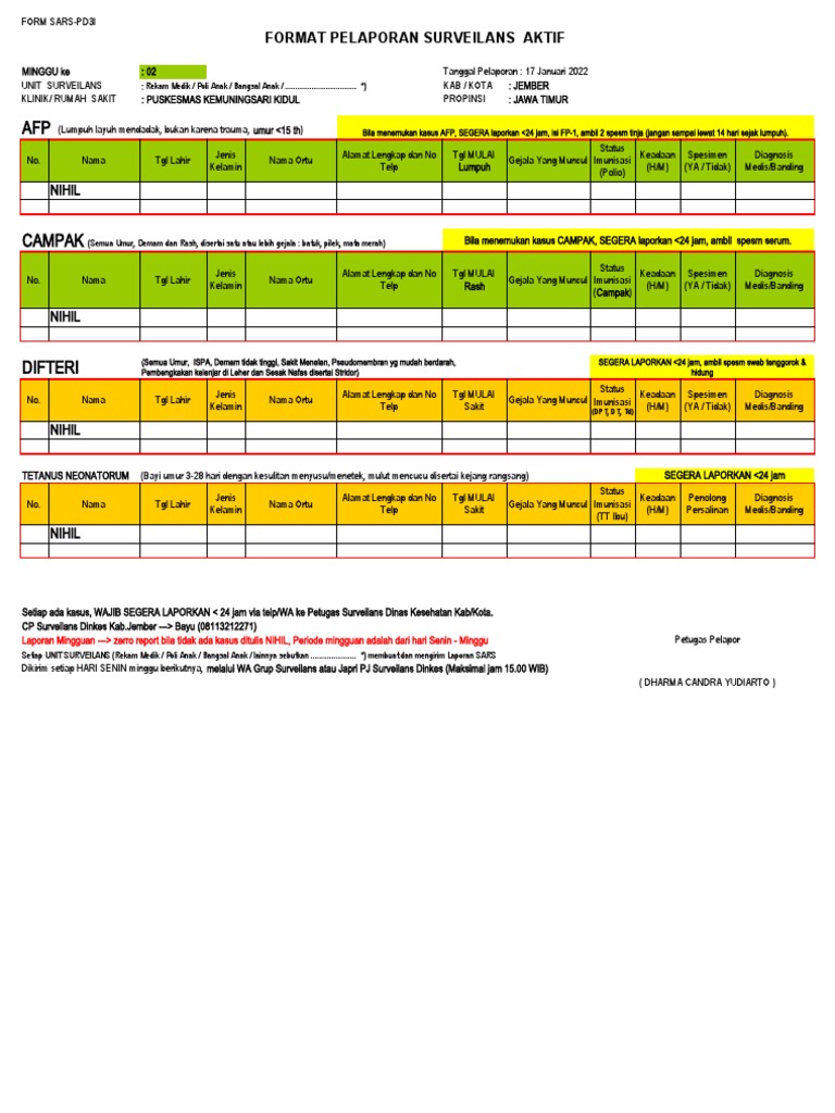 Form SARS-PD3I PKM Kemuningsari Kidul 2022 1 | PDF