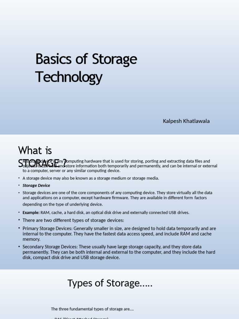 Basics of Storage Technology | PDF | Computer Data Storage | Computer ...