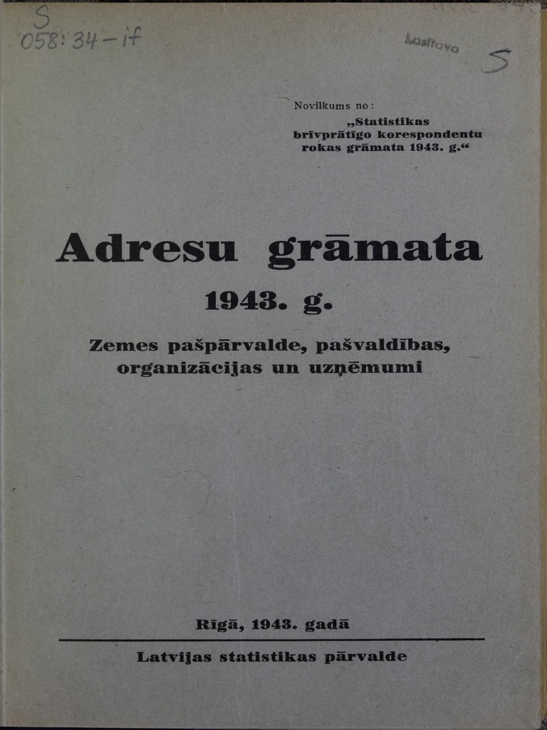 Adresu Gramata 1943. G. Riga | PDF