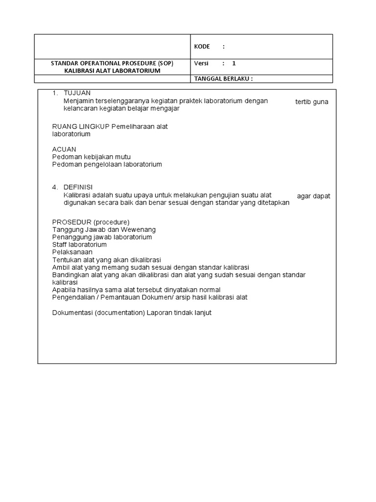 Sop Kalibrasi Alat 1 | PDF