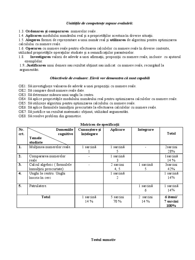 Proiect Tehnologic La Matematică | PDF