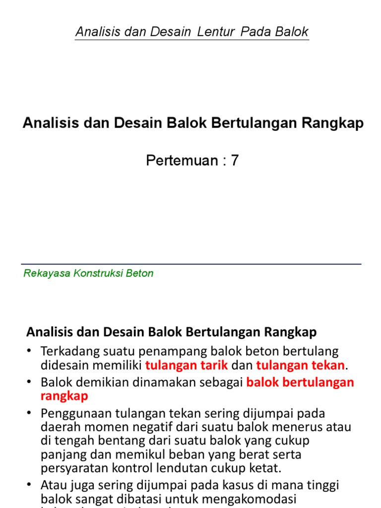 Pertemuan 7 Rekayasa Konstruksi Beton | PDF | Teknologi & Rekayasa