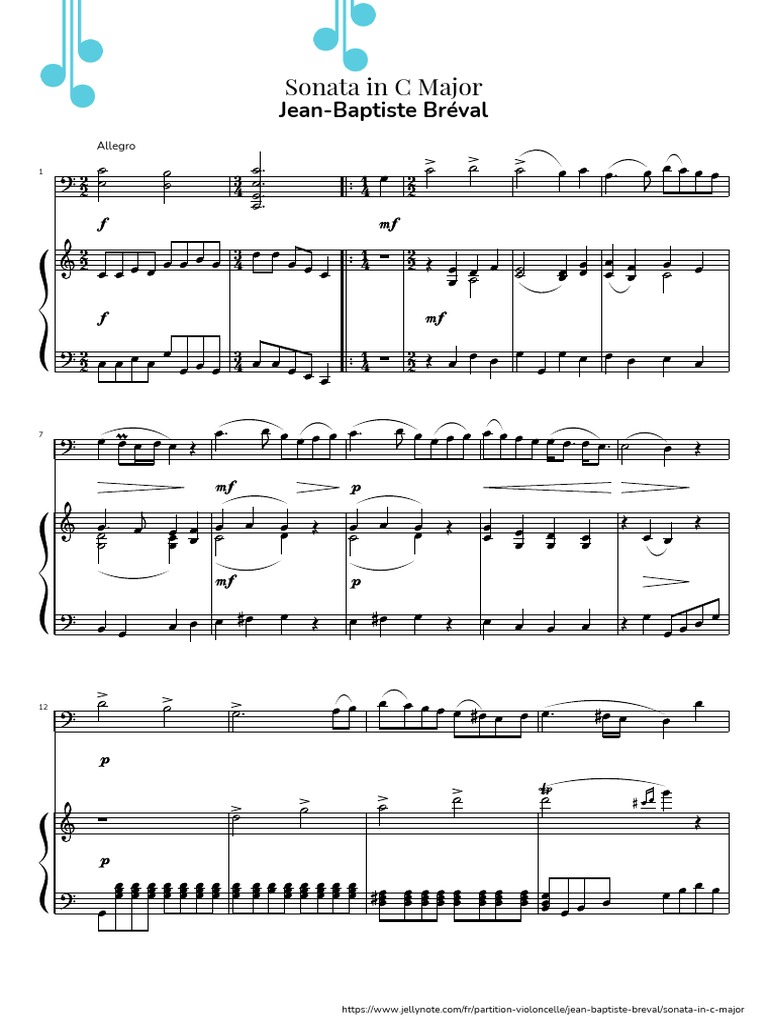 Jean-Baptiste Bréval - Sonata in C Major | PDF
