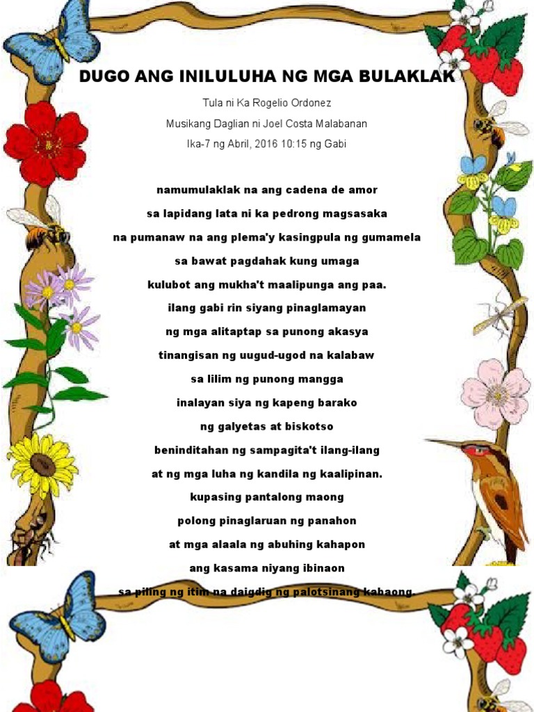 Dugo Ang Iniluluha NG Mga Bulaklak | PDF