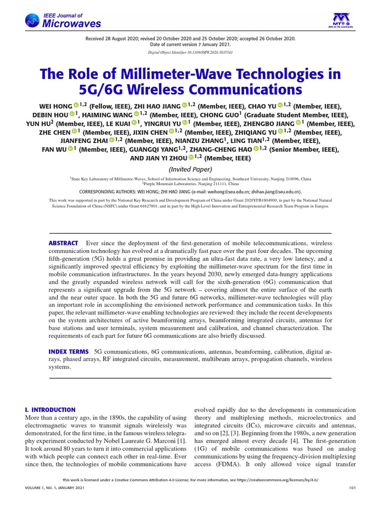 Millimeter-Wave Technologies in 5G/6G | PDF | Technology & Engineering
