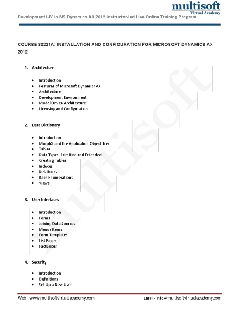 Development In Dynamics Ax 2012 Course Content Pdf Object Computer Science Class