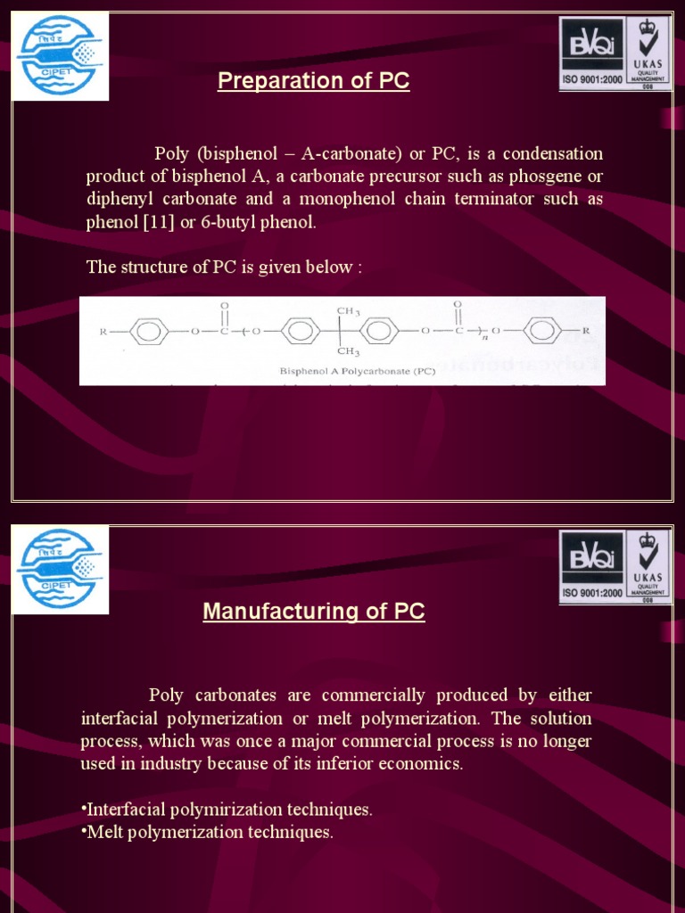 PC Slide | PDF | Thermoplastic | Polymerization