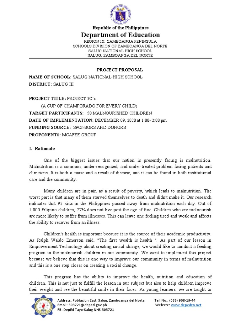 Emtech Proposal Final | PDF | Malnutrition | Health Sciences