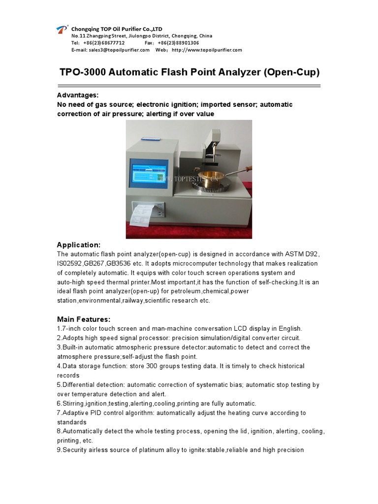 ASTM D 92 Open Cup Automatic Flah Point Tester (TPO-3000) | Download ...