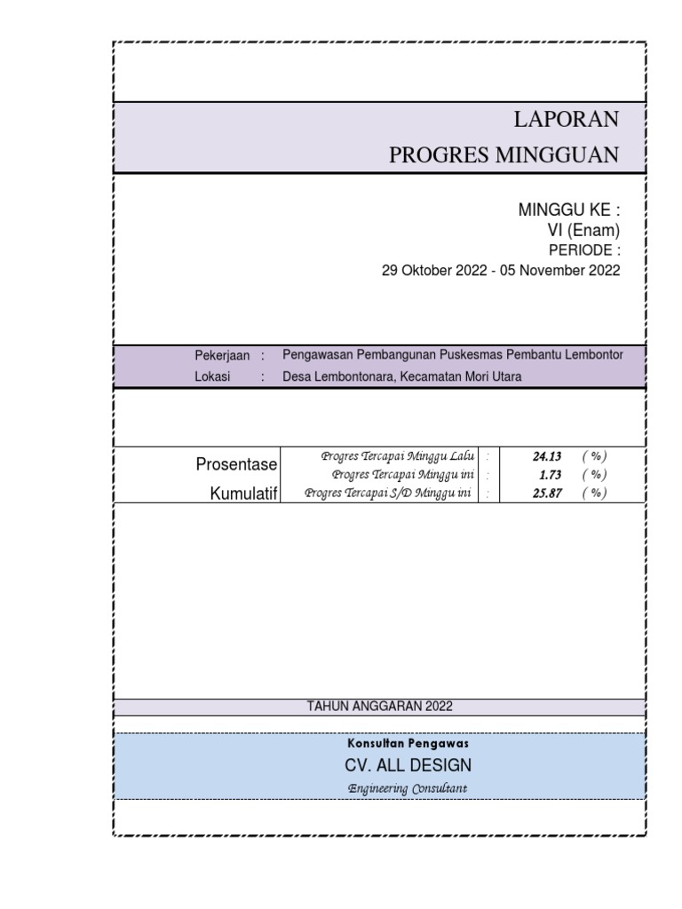 Laporan Progres Pembangunan Puskesmas | PDF