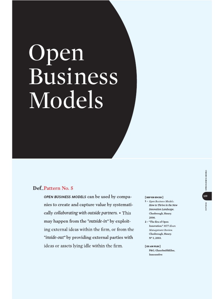 Open Business Models | Download Free PDF | Business Model | Innovation