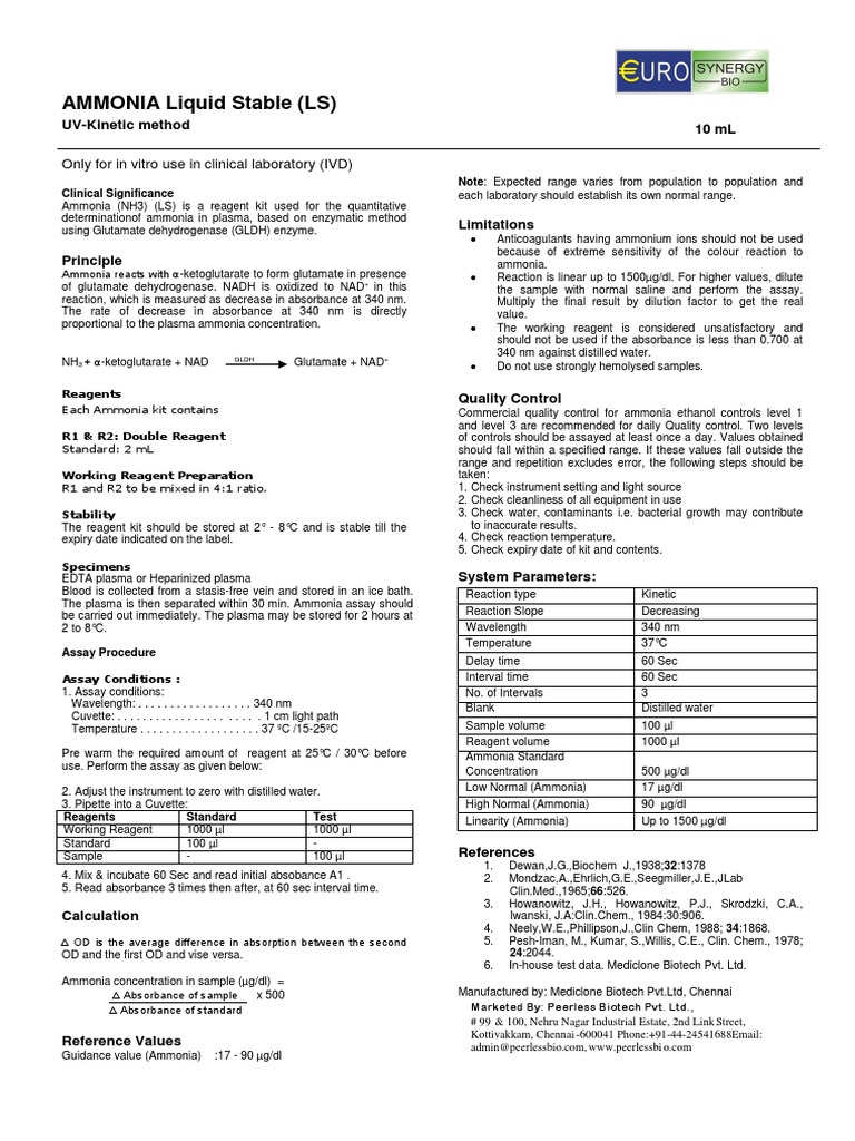 Ammonia Final | PDF | Ammonia | Nicotinamide Adenine Dinucleotide