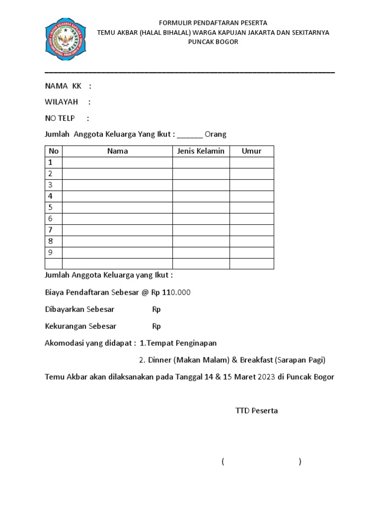 Formulir Pendaftaran Peserta | PDF Formulir Pendaftaran Peserta | PDF