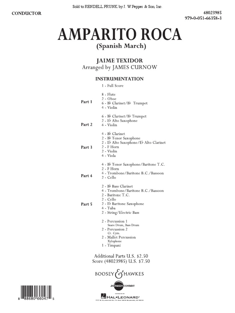 Amparito Roca - Jaime Texidor - Arr. James Curnow | PDF