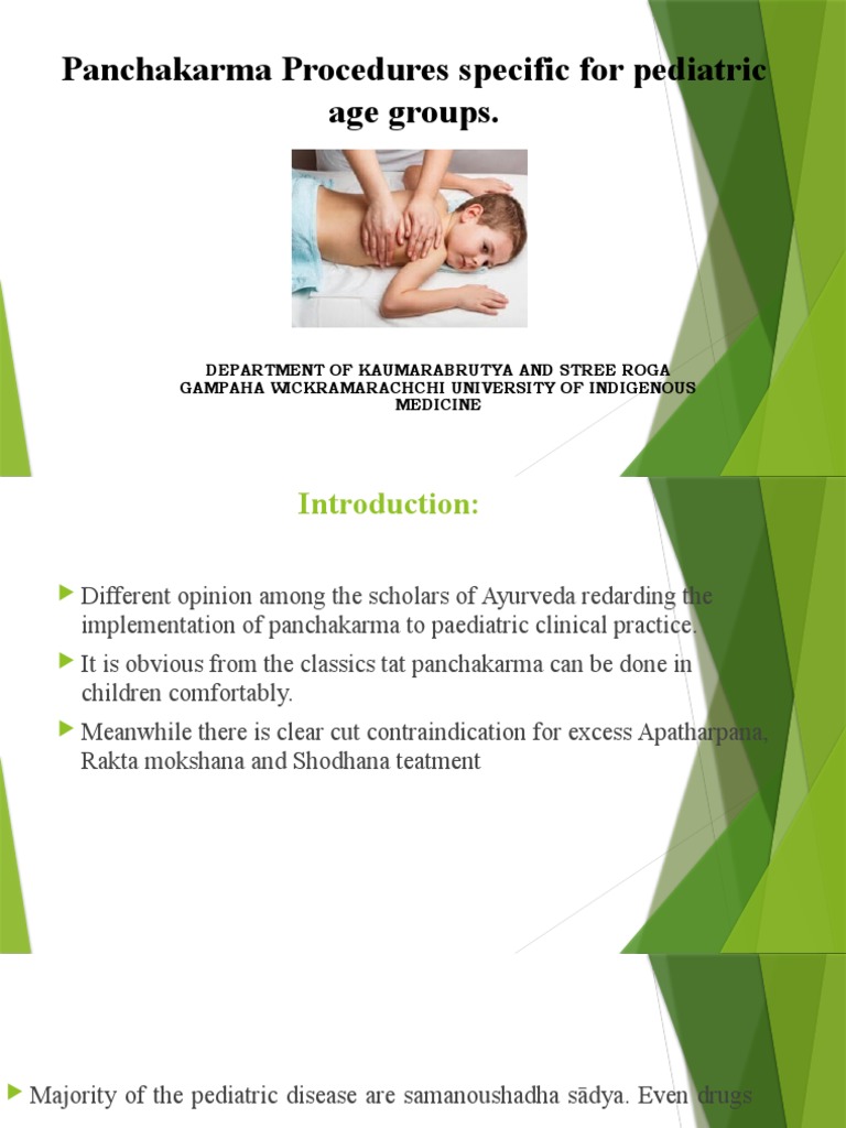 Panchakarma Procedures Specific For Paediatric Age Groups | PDF ...