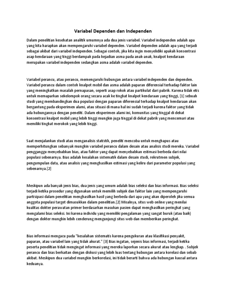 Variabel Dependen Dan Independen | PDF