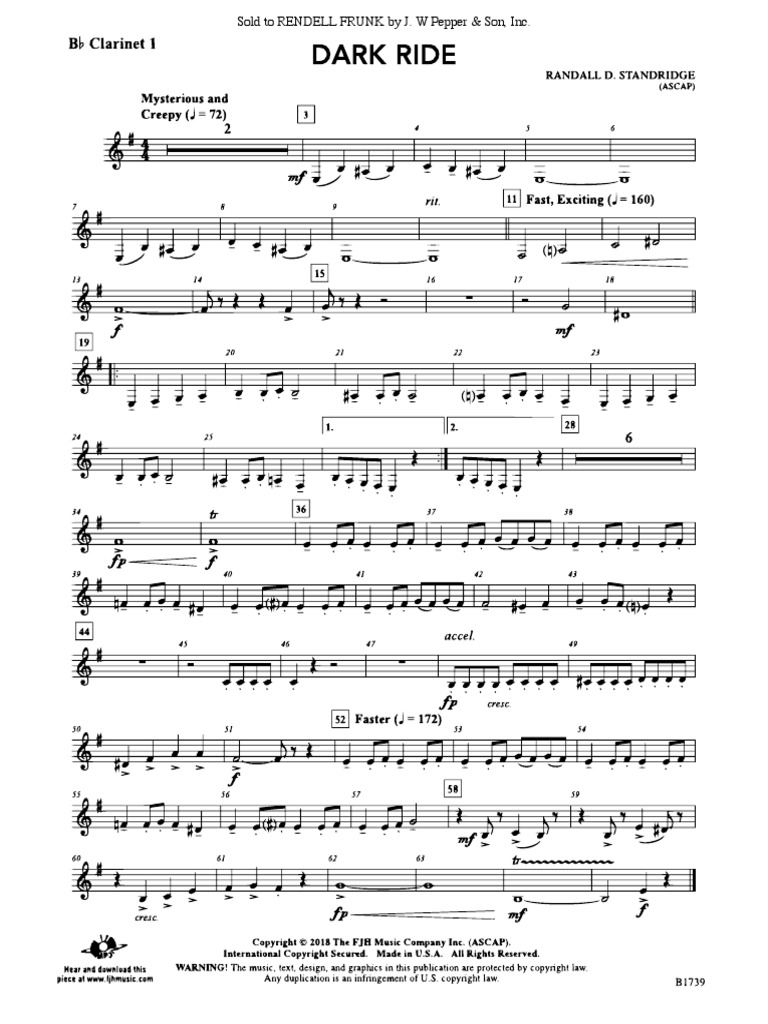 Dark Ride Clarinet Sheet Music | PDF