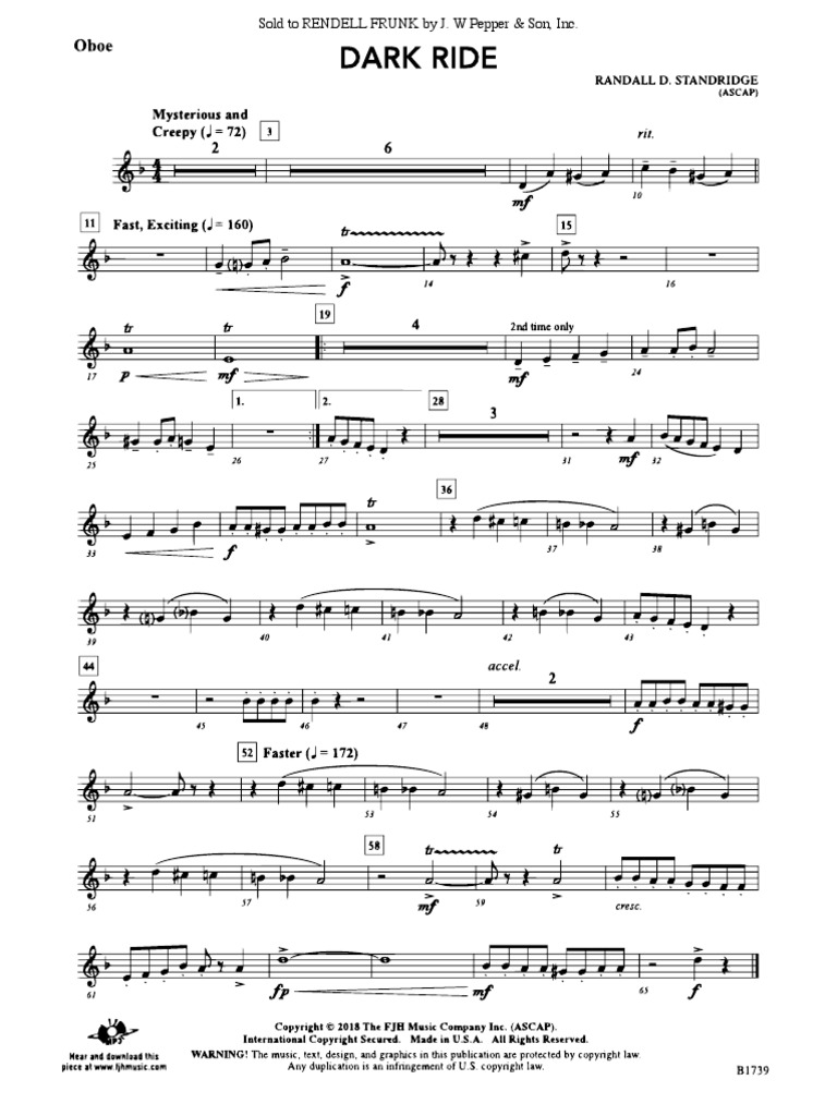 Dark Ride - Oboe | PDF