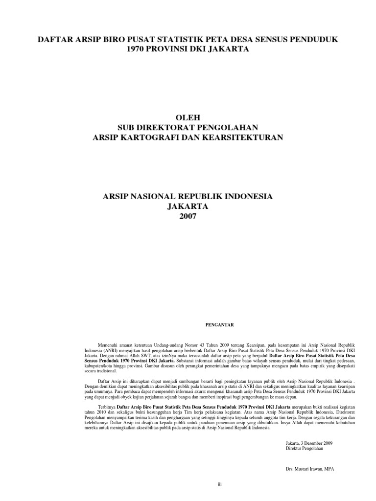 Daftar Arsip Kartografi Bps Sensus 1970 Prov. Dki Jakarta 1630541569 | PDF