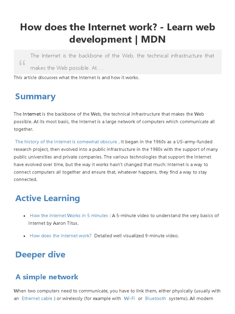 How Does The Internet Work - Learn Web Development - MDN | PDF ... How Does The Internet Work - Learn Web Development - MDN | PDF ...