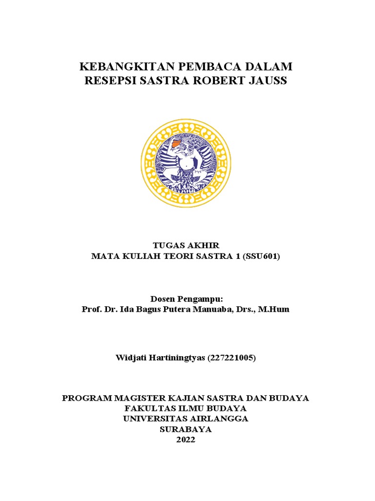 Kebangkitan Pembaca dalam Teori Jauss | PDF