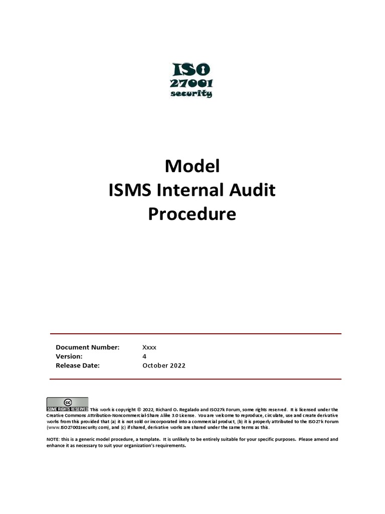 ISO27k ISMS 9.2 internal audit procedure 2022 | PDF | Audit | Auditor's ...