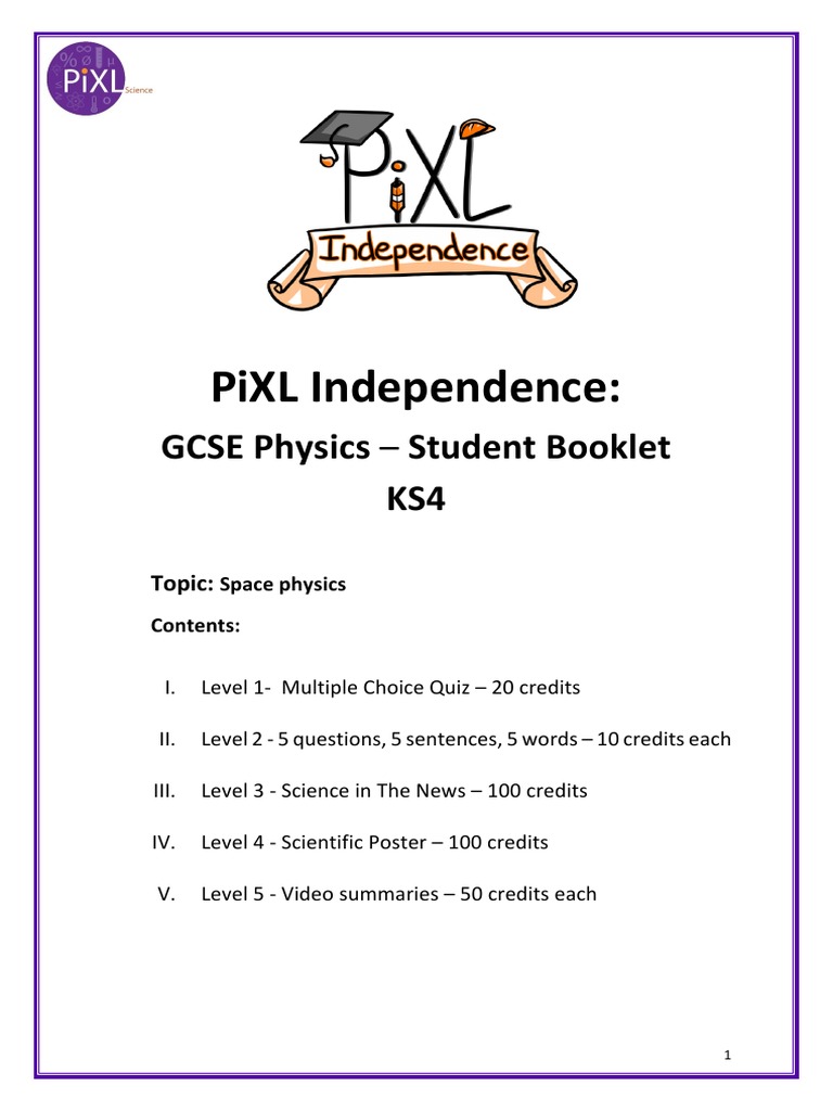 PiXL Independence - KS4 - GCSE Physics - Space Physics - Booklet | PDF ...