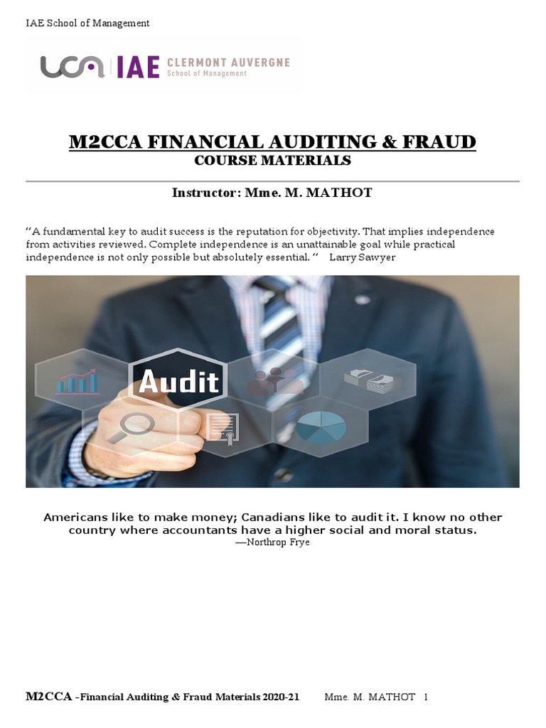 Financial Auditing & Fraud Course Guide | PDF | Financial Audit | Audit