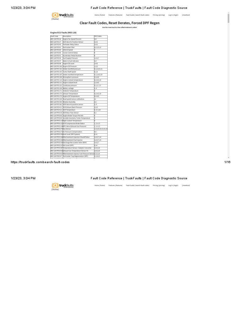 Fault Code Reference - TruckFaults - Fault Code Diagnostic Source | PDF ...