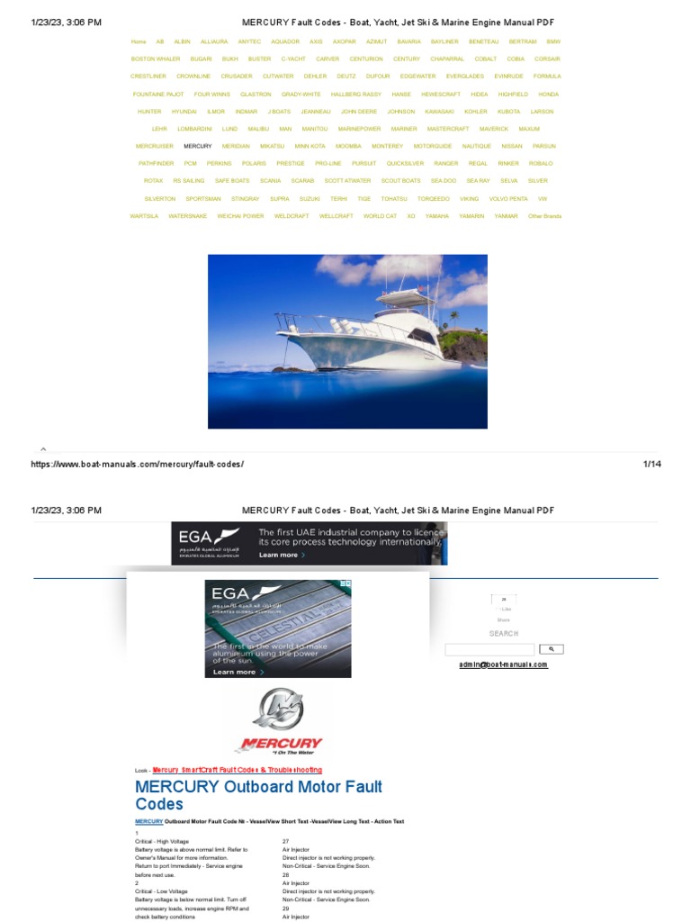 MERCURY Fault Codes - Boat, Yacht, Jet Ski & Marine Engine Manual PDF ...