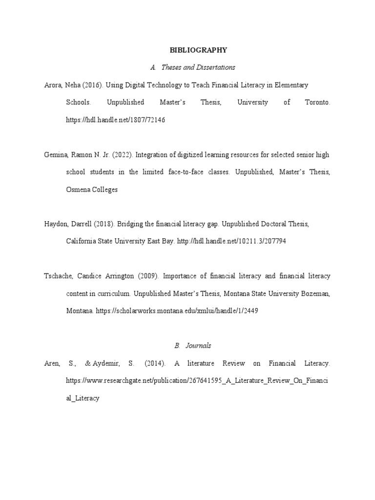 Bibliography Master's Thesis | PDF | Literacy | Thesis