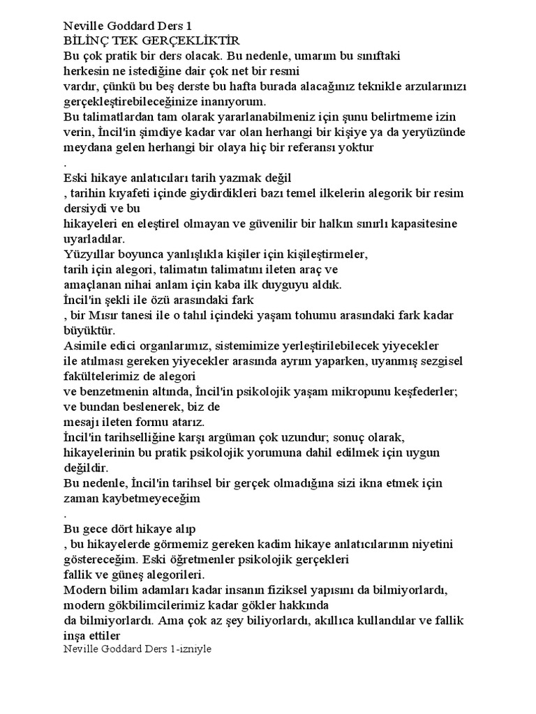 Neville Goddard Ders 1 | PDF