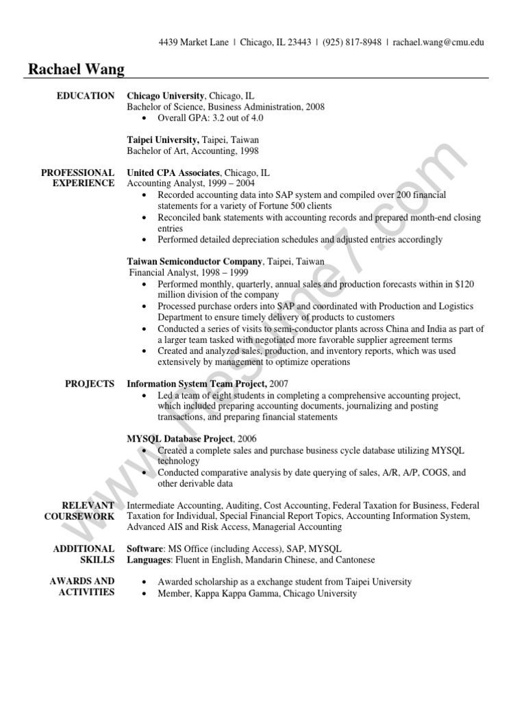Accountant / Student Resume Sample | PDF | Accounting | Service Industries