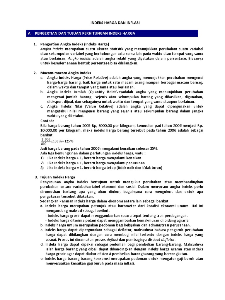 Indeks Harga dan Inflasi: Pengertian & Metode | PDF