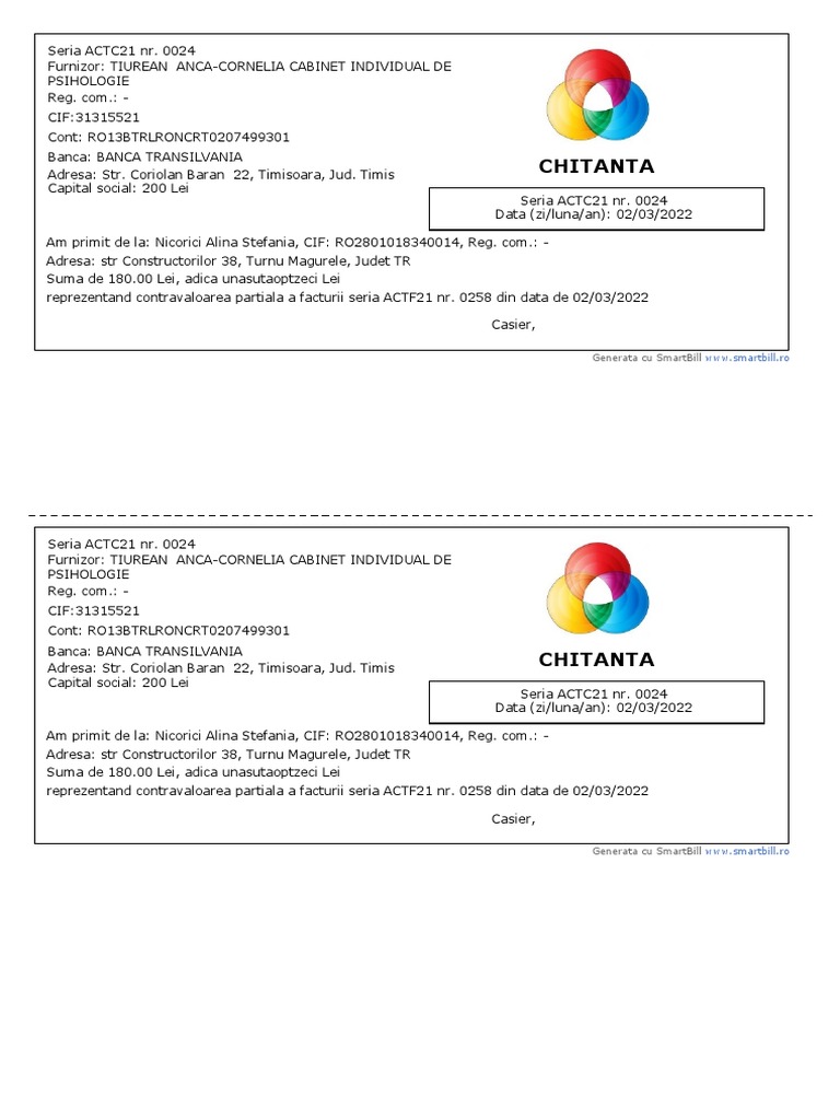 Chitanta ACTC210024 | PDF