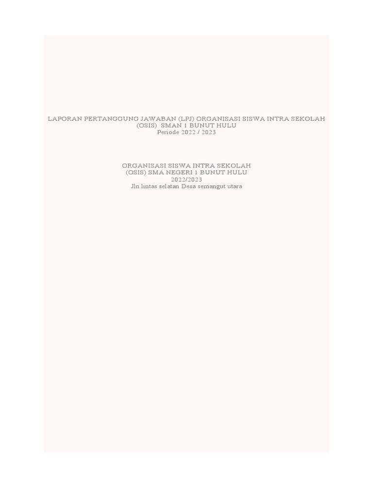 Laporan Pertanggung Jawaban Osis 2022-2023 | PDF