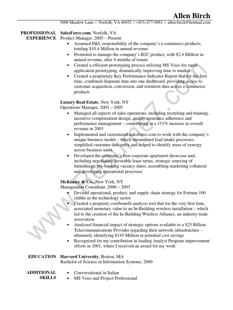 Product Manager Resume Sample | PDF | E Commerce | Business Economics