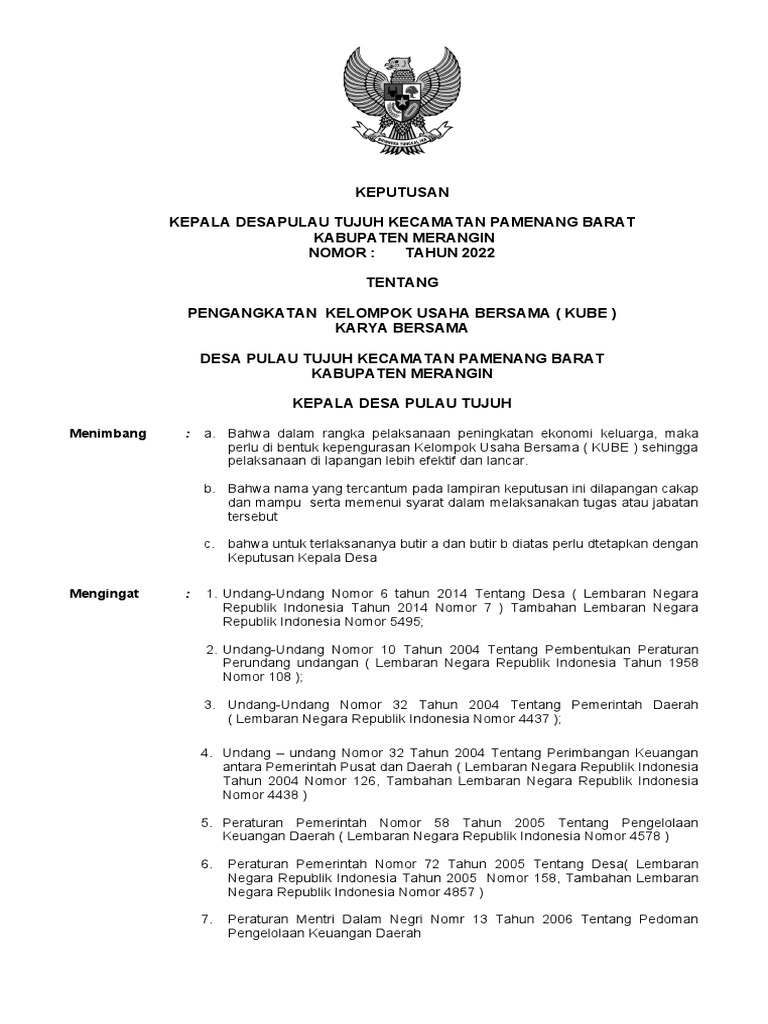 SK Kades Pengangkatan Kub | PDF