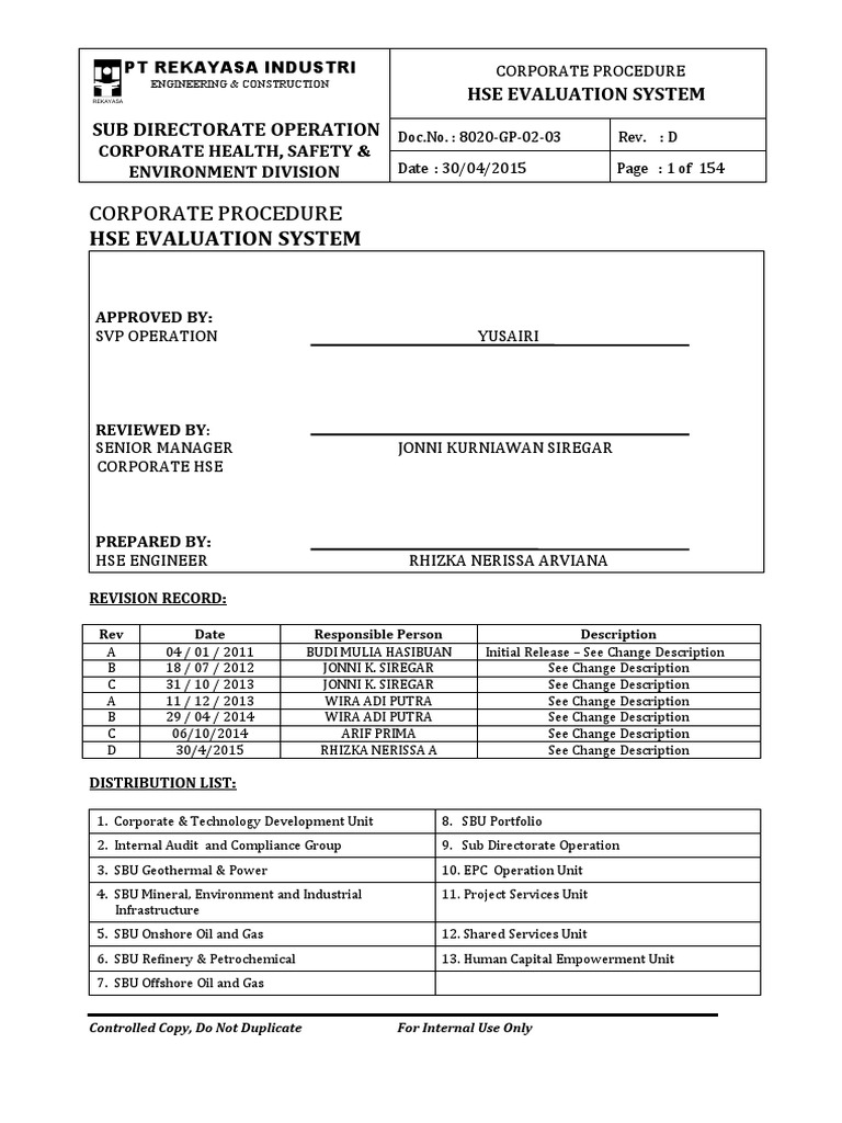 8020-GP-02-03 HSE Evaluation System Rev. D | PDF