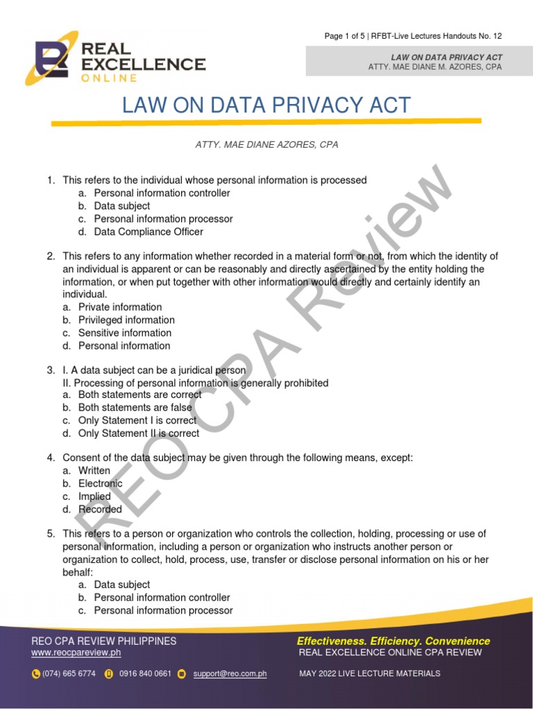 Week 15 - Data Privacy Act | PDF | Privacy | Information Privacy