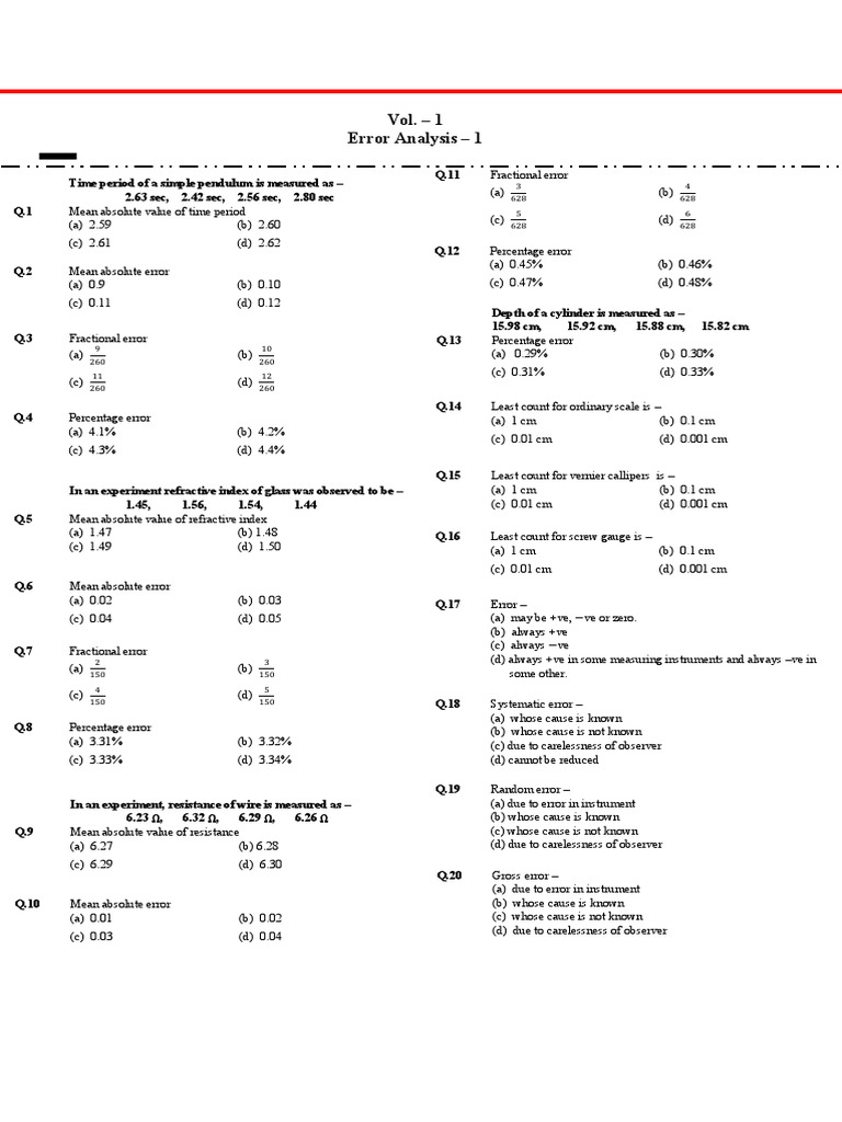 Work Sheet - 3 | PDF | Observational Error | Quantity
