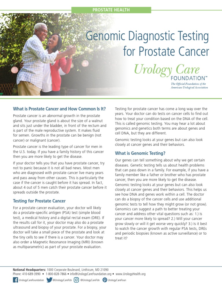 Genomic Diagnostic Testing Prostate Cancer Fact Sheet English | PDF ... Genomic Diagnostic Testing Prostate Cancer Fact Sheet English | PDF ...