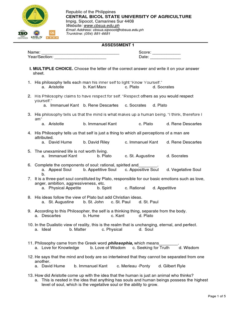 Test Question | PDF | Id | Soul